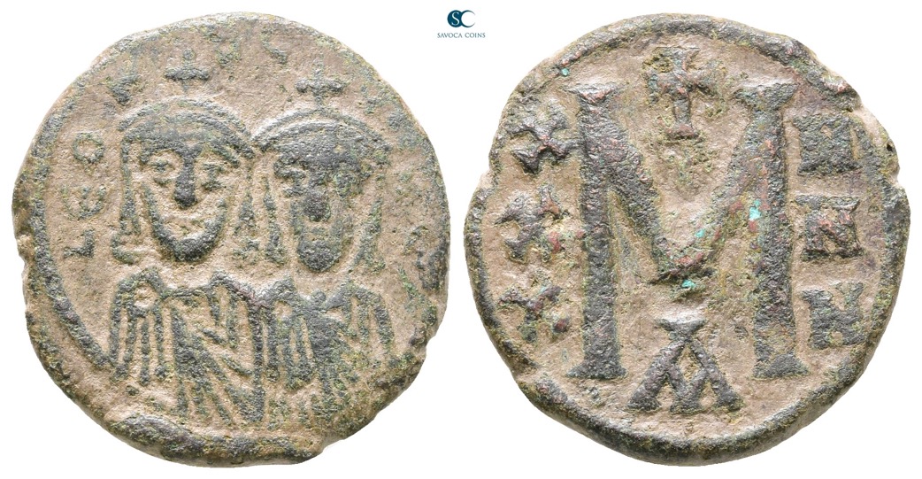 LEO V with CONSTANTINE V.(717-741).Follis. | Byzantine Coins