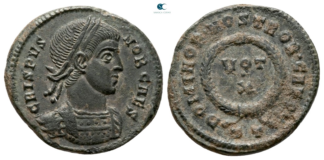 Crispus, Caesar, 316-326. Follis Ticinum, | Roman Imperial Coins