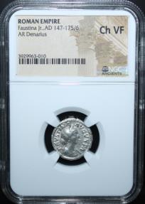 Faustina II - b.ca. 128 - d. 175 - AR denarius Ch VF | Roman Imperial Coins