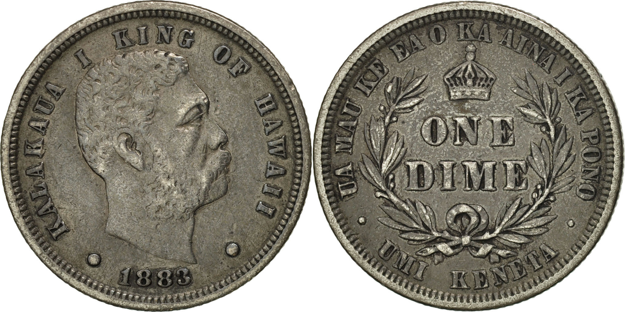Hawaii, Kalakaua I, 10 Cents, Umi Keneta, 1883, , Silver, KM:3
