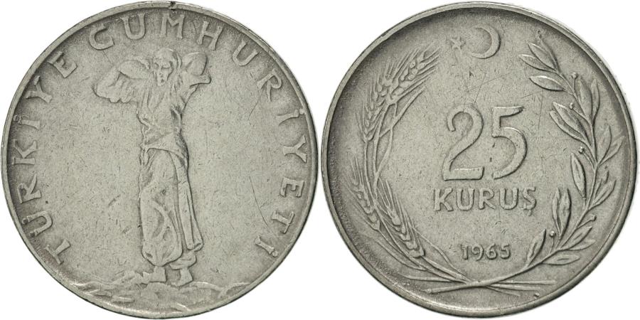 Turkey, 25 Kurus, 1965, , Stainless Steel, KM:892.2 | Asian and Middle ...
