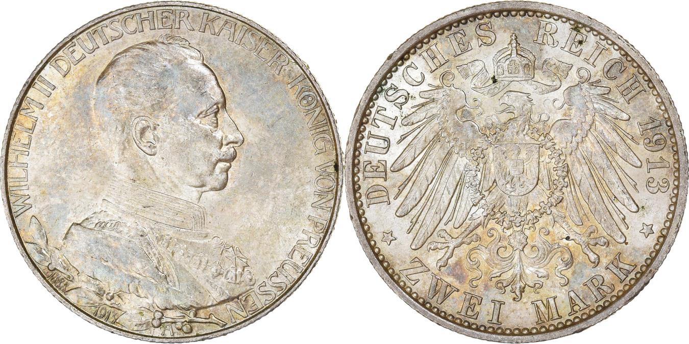 Coin, German States, PRUSSIA, Wilhelm II, 2 Mark, 1913, Berlin, , Silver
