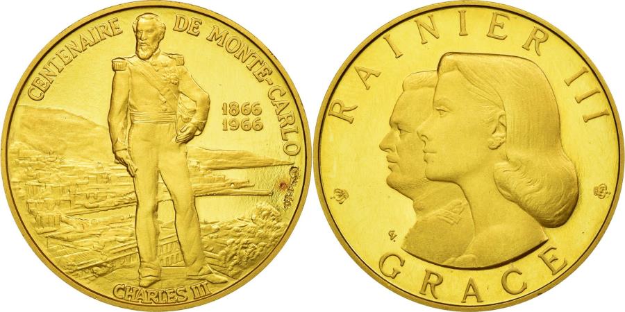 Monaco, Medal, Centenaire de Monte-Carlo, Rainier III, Grace Kelly ...