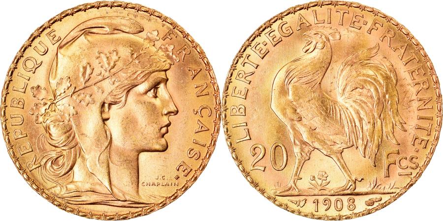 Coin, France, Marianne, 20 Francs, 1908, Paris, , Gold, KM:857