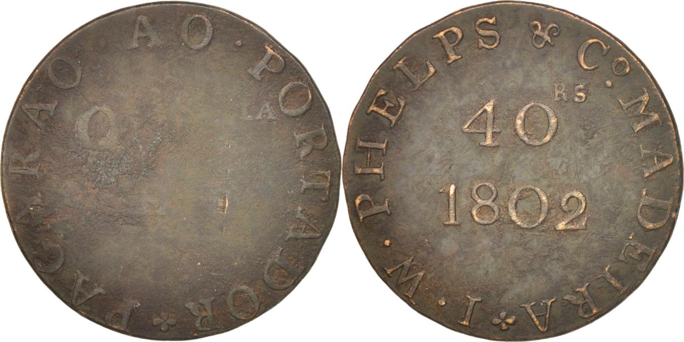 Portugal, Token, Madeira, 40 Reis, 1802, , Copper | Tokens & Medals