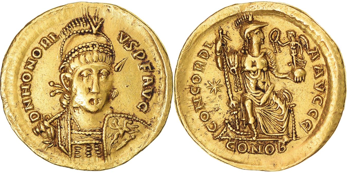 Coin, Honorius, Solidus, 408-420, Constantinople, , Gold, RIC:X-201