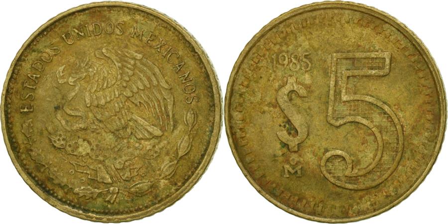 Mexico, 5 Pesos, 1985, Mexico City, , Brass, KM:502 | North & Central ...