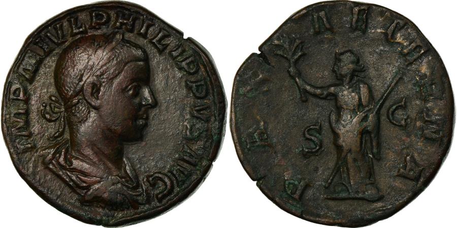 Coin, Philip II, Sestertius, 247, Rome, , Copper, RIC:268a | Roman ...