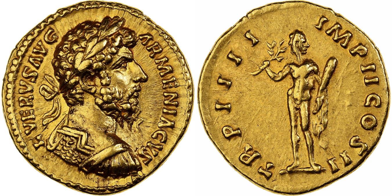 Lucius Verus, Aureus, 163-164, Rome, Gold, , RIC:517 | Roman Imperial Coins