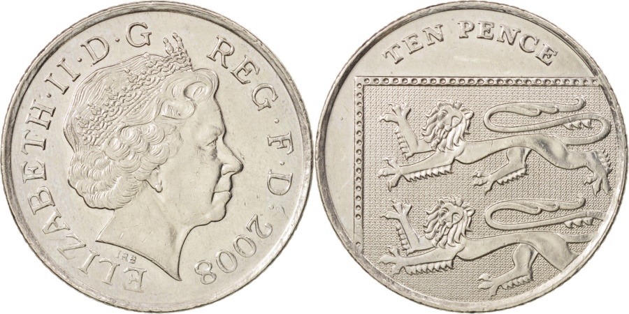 Great Britain, Elizabeth II, 10 Pence, 2008, , Copper-nickel, KM:1110