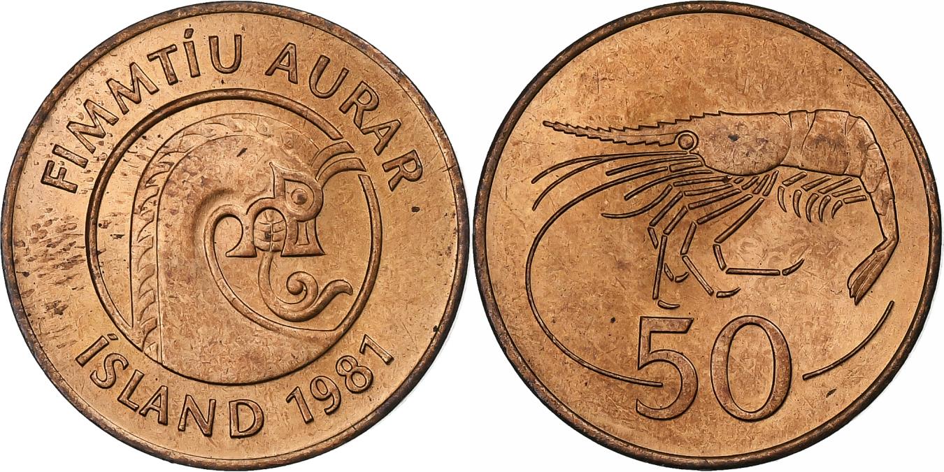Iceland, 50 Aurar, 1981, Bronze, , KM:26 | European Coins