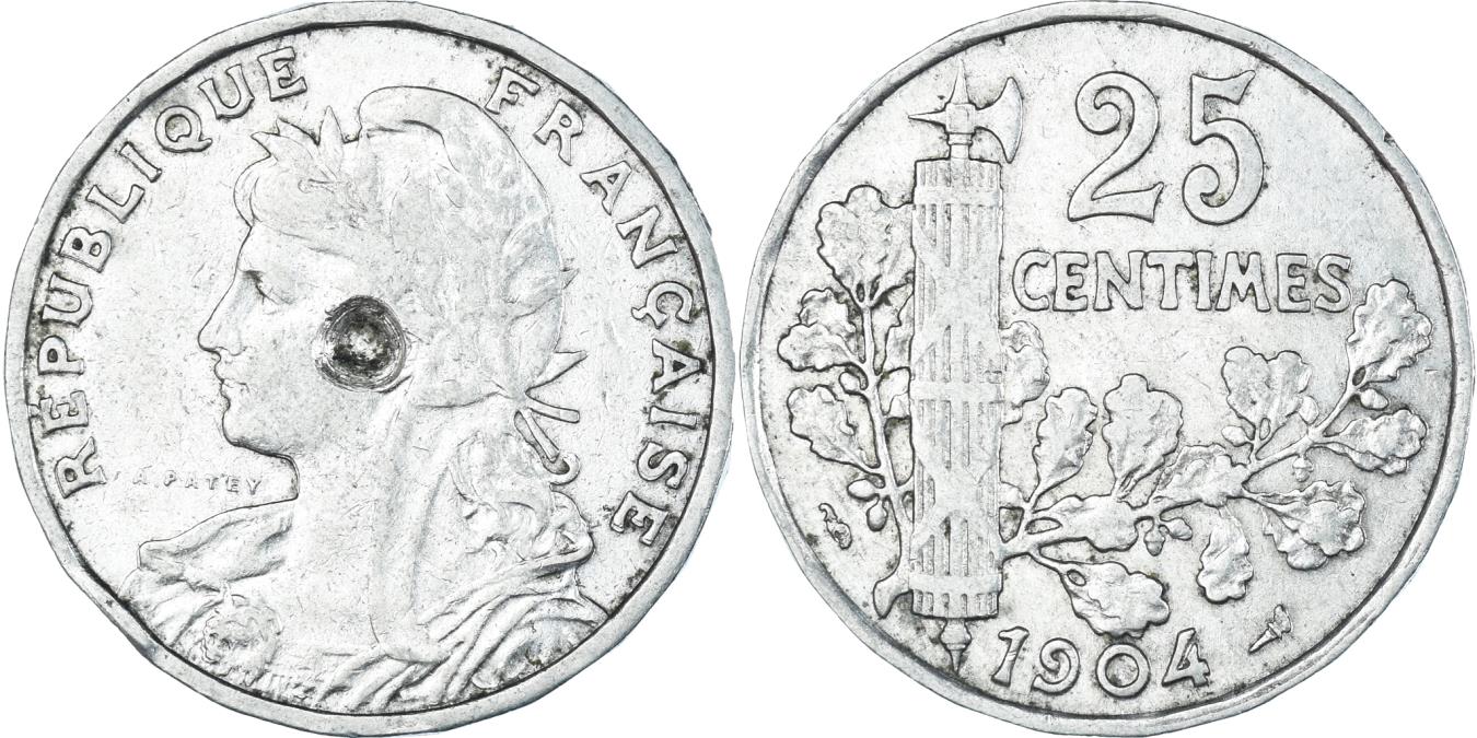 Coin, France, 25 Centimes, 1904 | European Coins