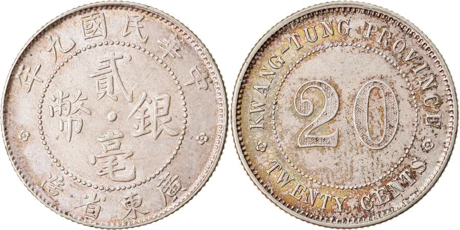 Coin, China, KWANGTUNG PROVINCE, 20 Cents, 1920, , Silver, KM:423