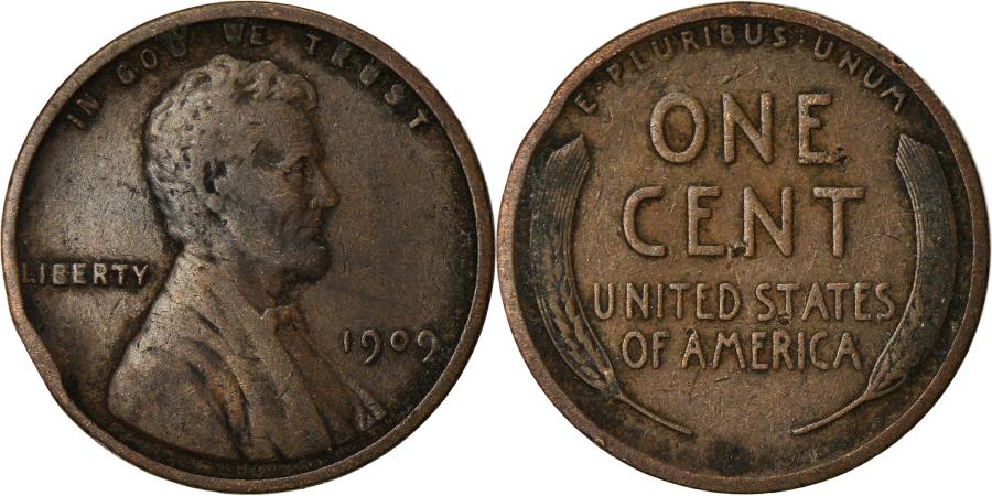 Coin, United States, Lincoln Cent, Cent, 1909, U.S. Mint, Philadelphia