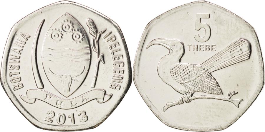 Coin, Botswana, 5 Thebe, 2013, , Nickel plated steel | African Coins