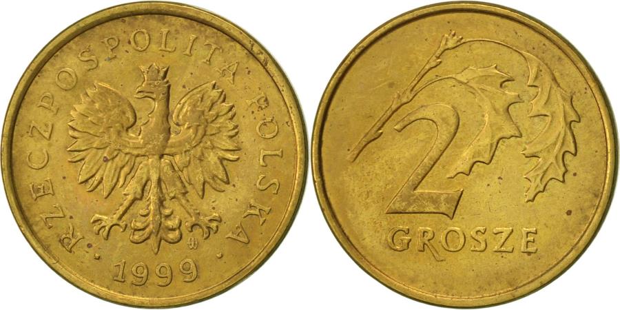 Poland, 2 Grosze, 1999, Warsaw, , Brass, KM:277 | European Coins