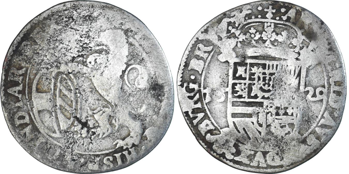 Coin, Spanish Netherlands, Philip IV, Escalin, 1629, Antwerp, , Silver