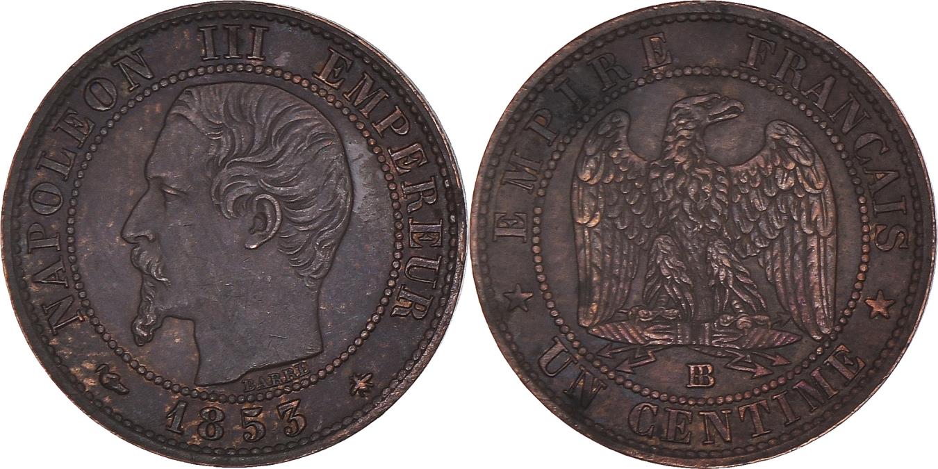 Coin, France, Napoleon III, Napoléon III, Centime, 1853, Strasbourg,
