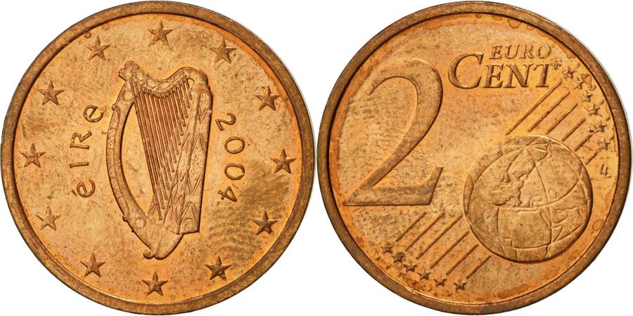 IRELAND REPUBLIC, 2 Euro Cent, 2004, , Copper Plated Steel, KM:33