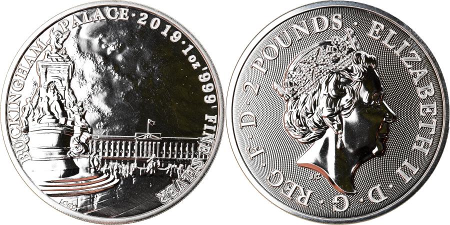 Coin, Great Britain, Buckingham Palace, 2 Pounds, 2019, 1 Oz, , Silver