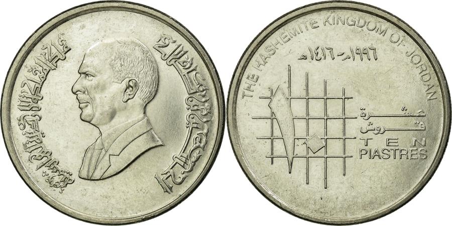 Coin, Jordan, Hussein, 10 Piastres, 1996/AH1416, Paris, , Nickel plated