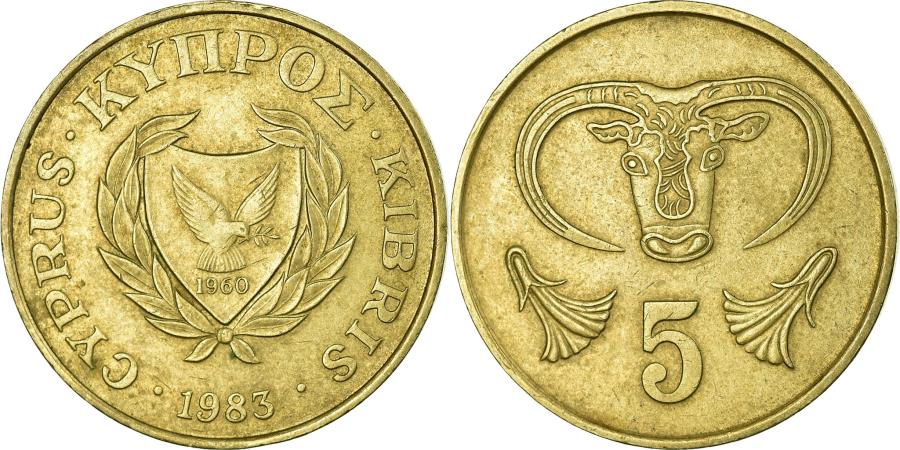 Coin, Cyprus, 5 Cents, 1983, , Nickel-brass, KM:55.1 | European Coins