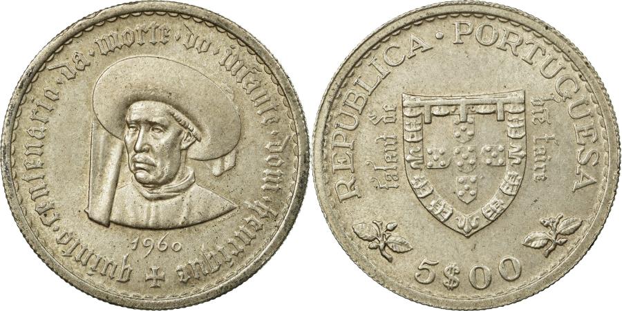 Coin, Portugal, 5 Escudos, 1960, Lisbon, , Silver, KM:587 | European Coins