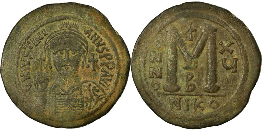 Coin, Justinian I, Follis, Nicomedia, , Copper, Sear:201 | Byzantine Coins