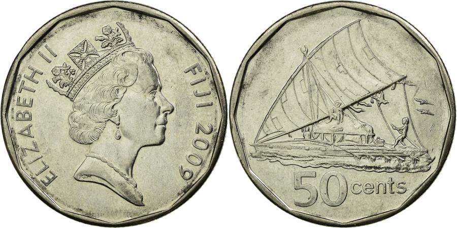 Coin, Fiji, Elizabeth II, 50 Cents, 2009, , Nickel plated steel, KM:122
