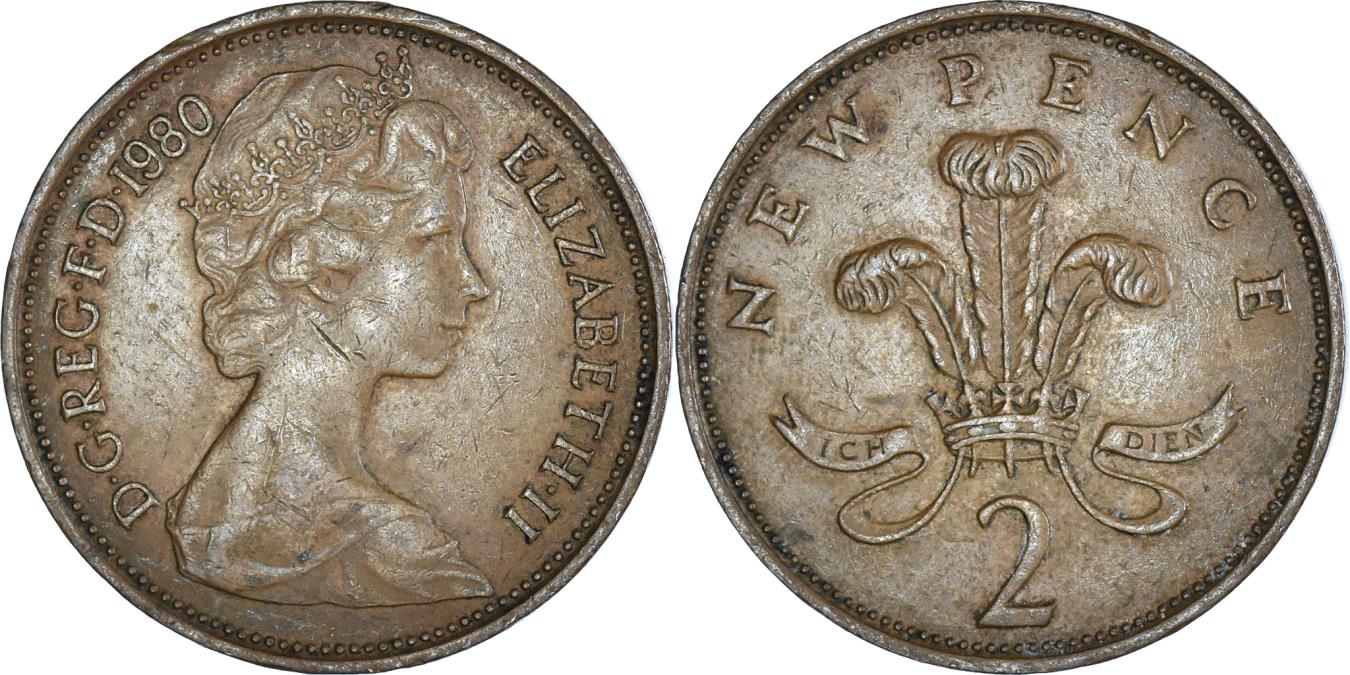 Coin, Great Britain, 2 New Pence, 1980 | European Coins