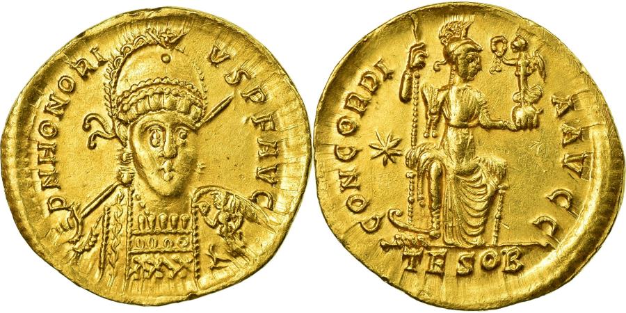Coin, Honorius, Solidus, Thessalonica, Rare, , Gold, RIC:348 | Roman ...