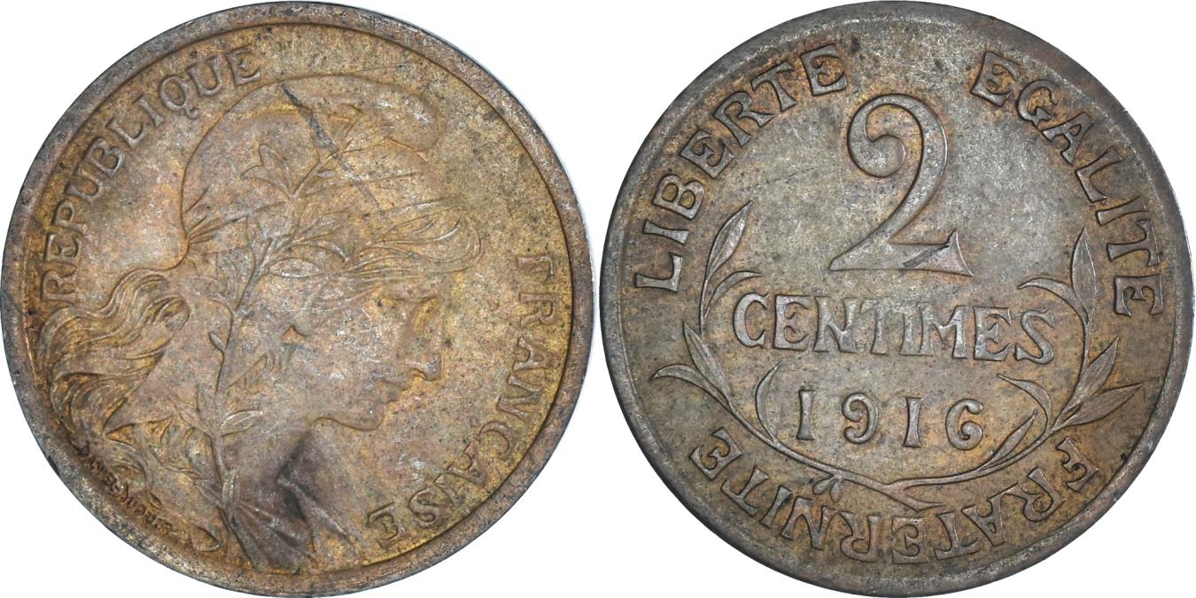 Coin, France, 2 Centimes, 1916 | European Coins