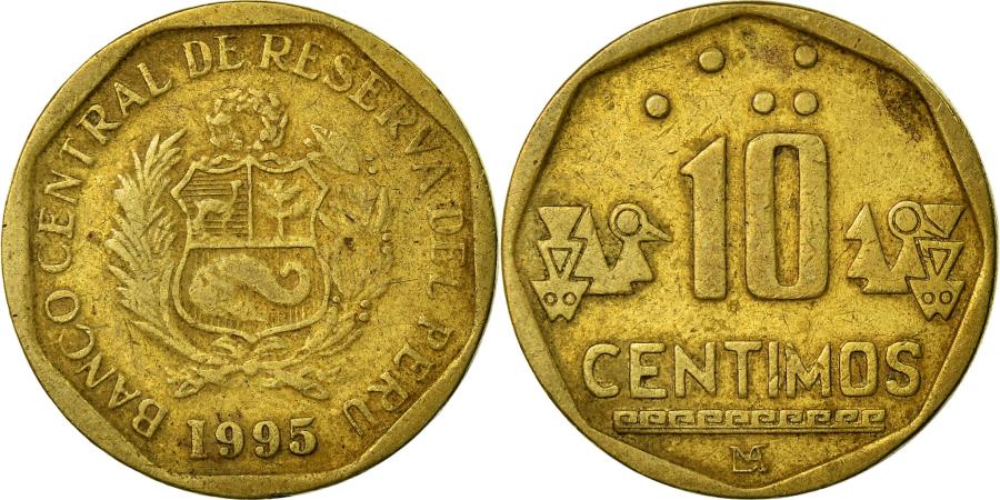Coin, Peru, 10 Centimos, 1995, Lima, , Brass, KM:305.1 | South American ...