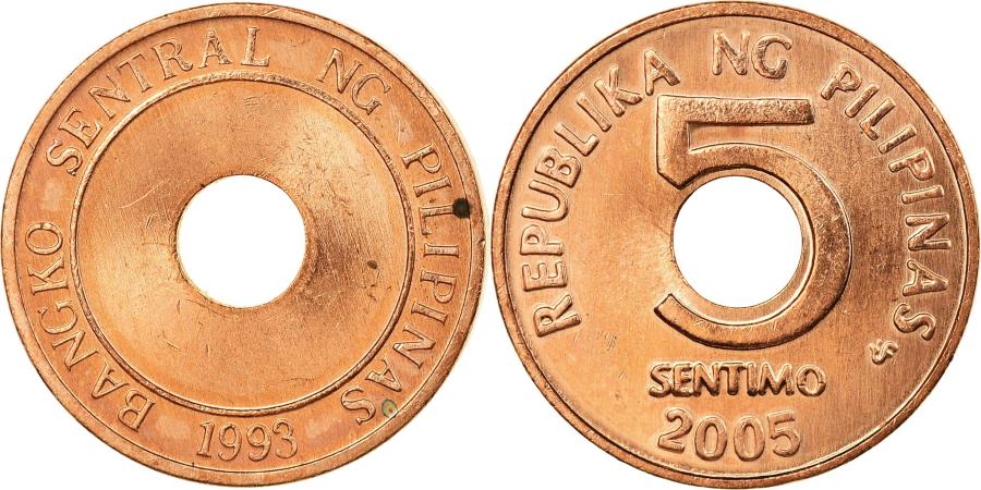 Coin, Philippines, 5 Sentimos, 2005, , Copper Plated Steel, KM:268