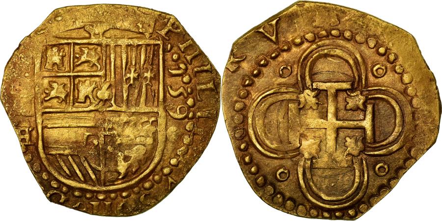 Coin, Spain, Philip II, 2 Escudos, 1590, Seville, , Gold | European Coins