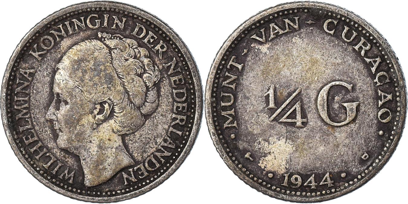 Coin, Curacao, 1/4 Gulden, 1944 | South American Coins