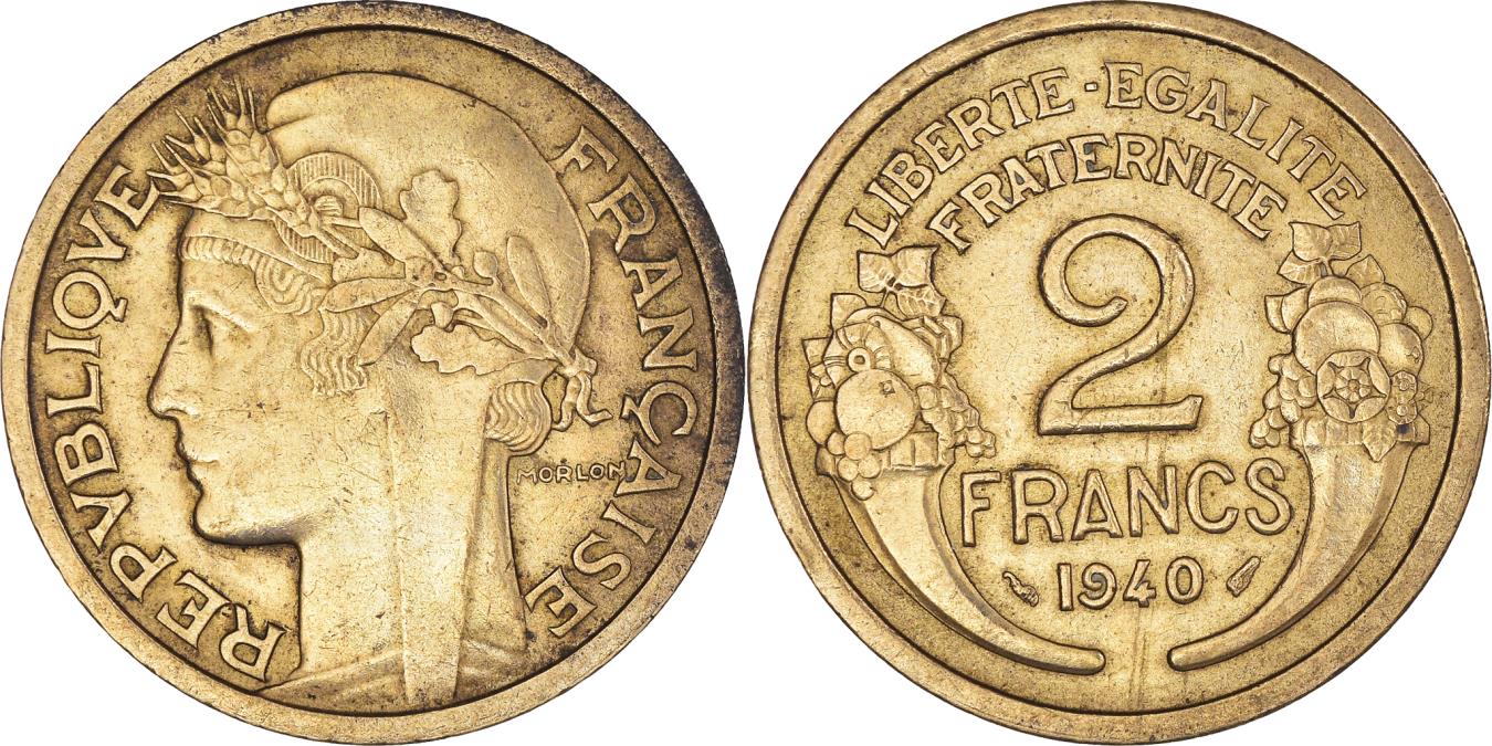 Coin, France, 2 Francs, 1940 | European Coins