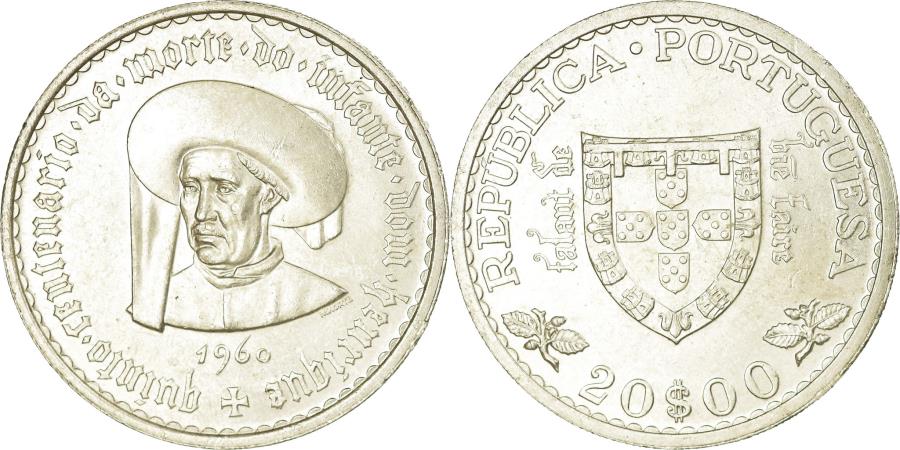 Coin, Portugal, 20 Escudos, 1960, , Silver, KM:589 | European Coins