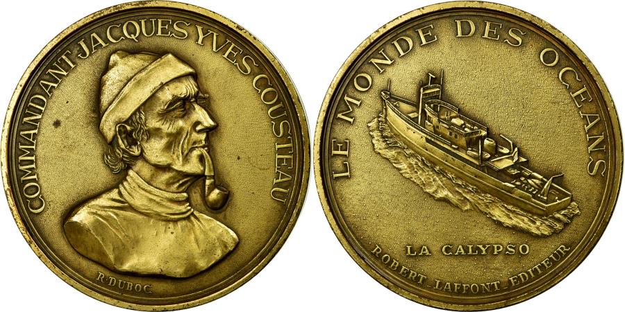 France, Medal, Commandant Jacques Yves Cousteau, Duboc, , Bronze