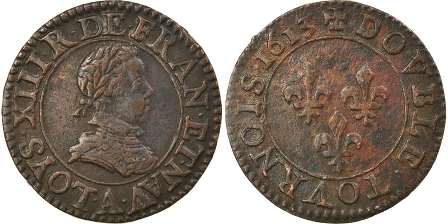 Coin, France, Louis XIII, Double Tournois, 1613, Paris, , Copper Coin, France, Louis XIII, Double Tournois, 1613, Paris, , Copper