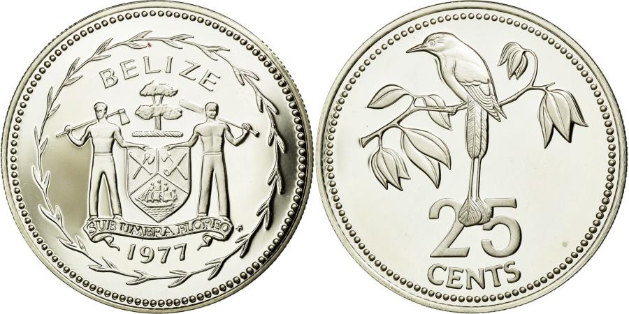 Coin, Belize, 25 Cents, 1977, Franklin Mint, , Silver, KM:49a