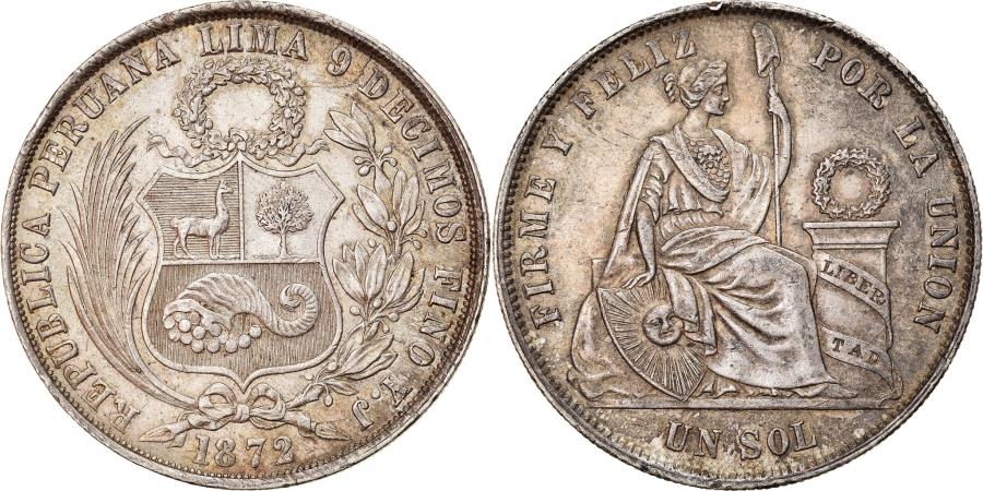 Coin, Peru, Sol, 1872, Lima, , Silver, KM 196.3 | South American Coins