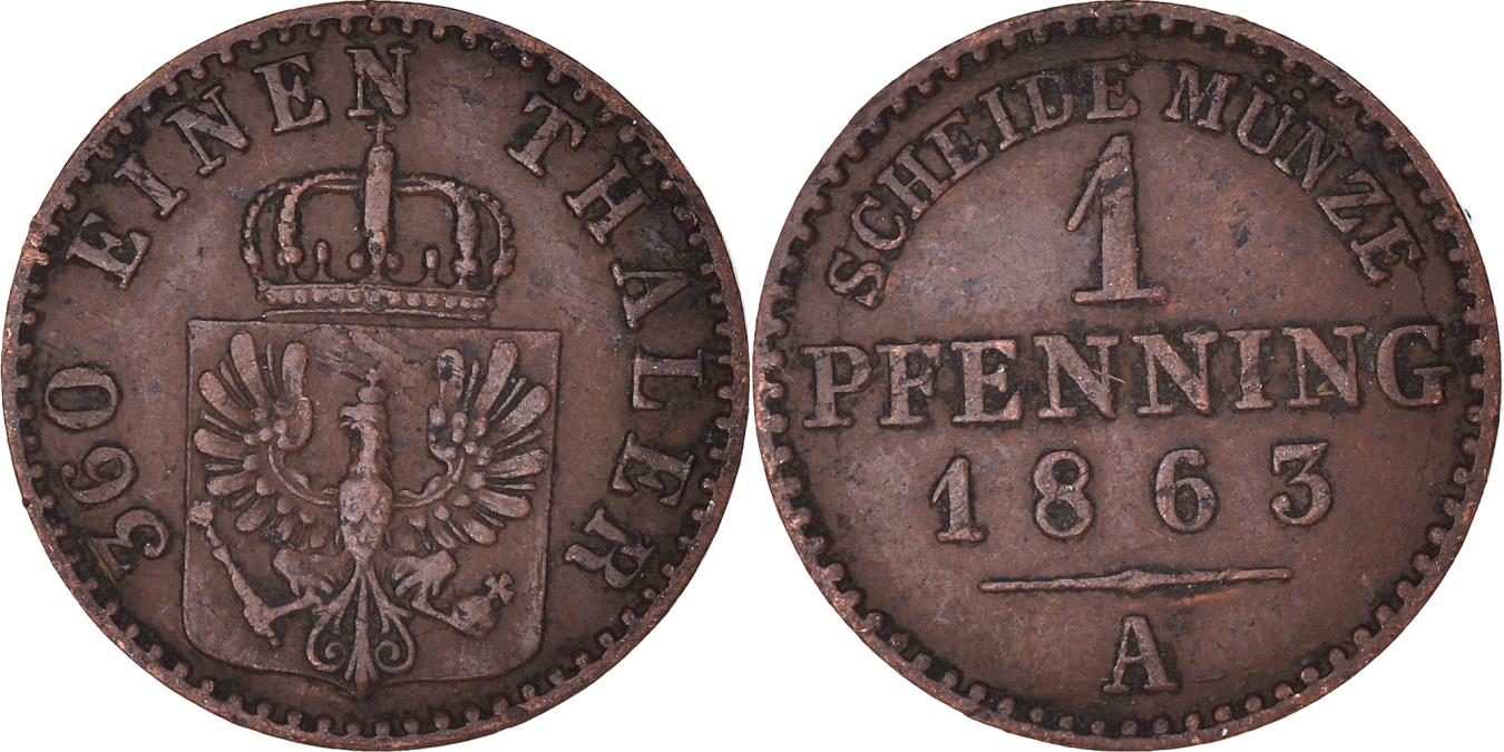 Coin, German States, PRUSSIA, Wilhelm I, Pfennig, 1863, Berlin,