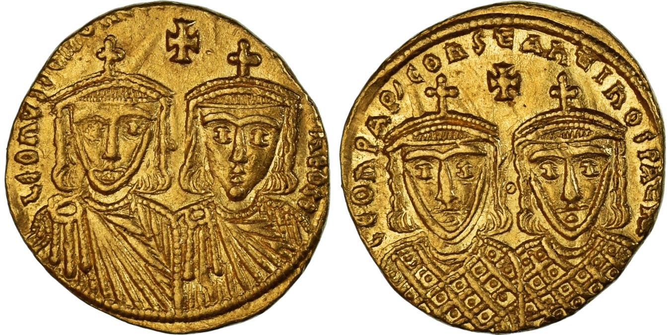 Coin, Leo IV 'the Khazar', with Const. VI, Leo III, and Const. V, solidus