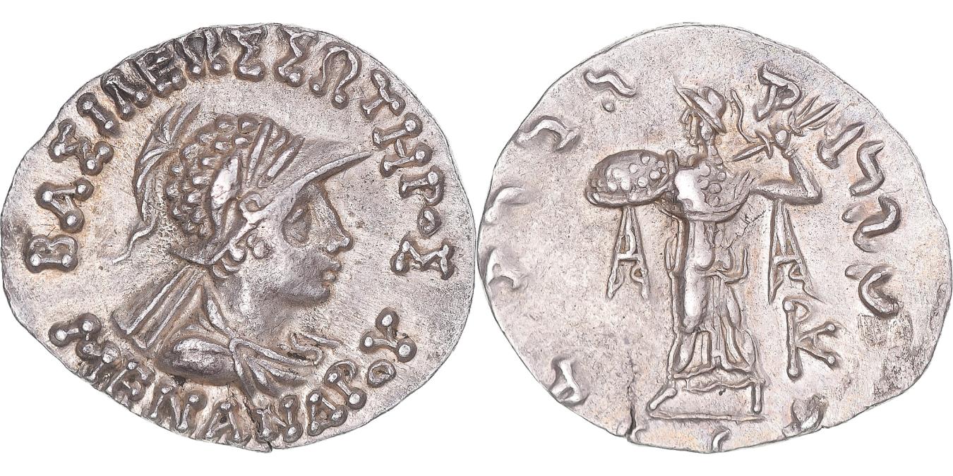 Coin, Baktrian Kingdom, Menander, Drachm, ca. 155-130 BC, , Silver