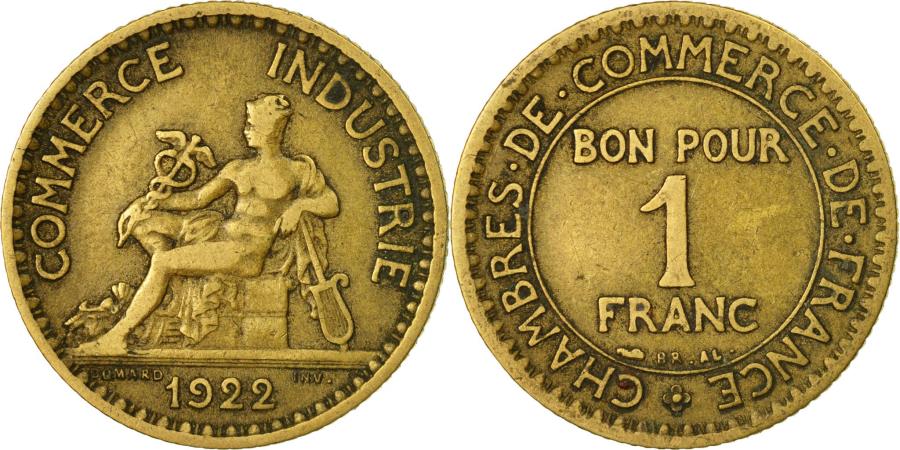 Coin, France, Chambre de commerce, Franc, 1922, Paris, | European Coins