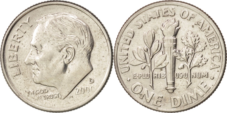 United States, Roosevelt Dime, 2000, Denver, , KM:195a | 10 Cents