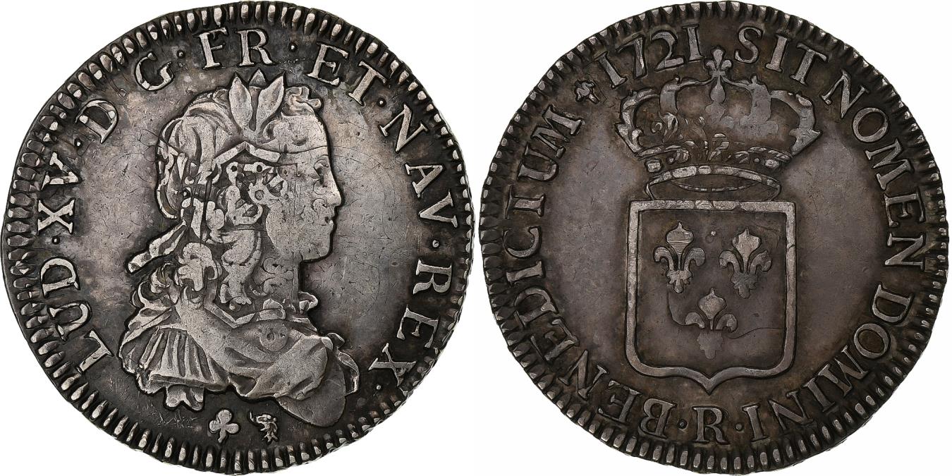 France, Louis XV, 1/2 Écu de France, 1721, Orléans, Silver, | European ...