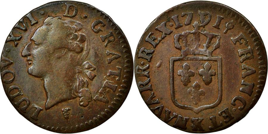 Coin, France, Louis XVI, Liard, Liard, 1791, Bordeaux, , Copper