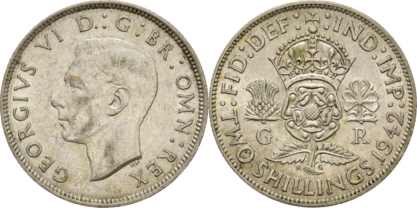 Coin, Great Britain, George VI, Florin, Two Shillings, 1942, , Silver